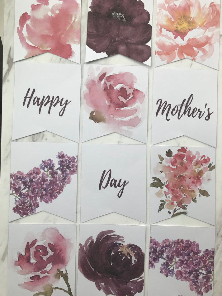 Mother's Day Printable Floral Banner, Floral Card, Floral Sign, & Flor ...